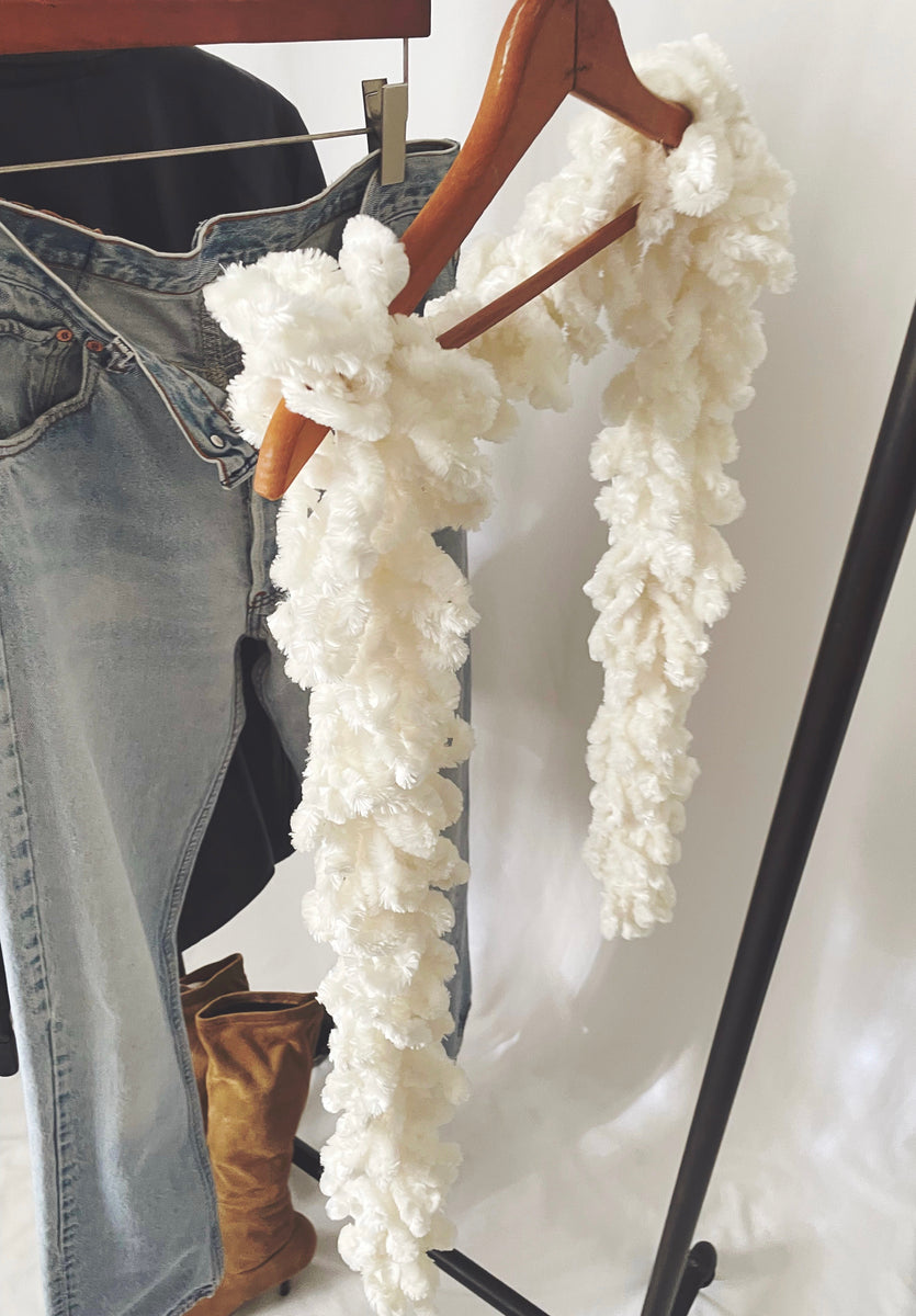 Y2K Chunky Knit Shaggy Fringed Boa Scarf – CGV SHOP